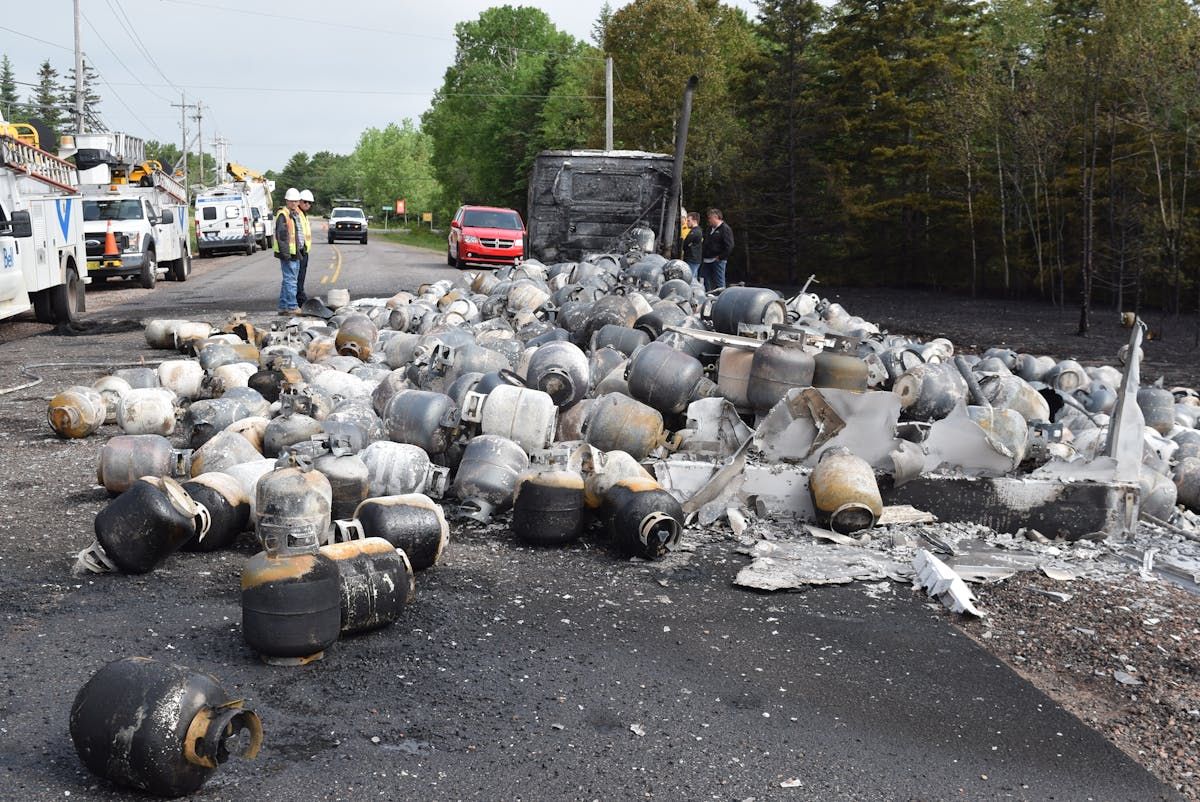 Propane tanks explode like missiles as tractor-trailer burns in Debert ...