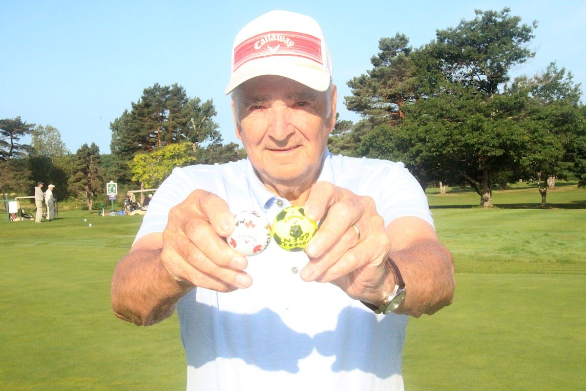 Ninety-year-old Gerald Atkinson of Middleton, N.S., chalks up his ...