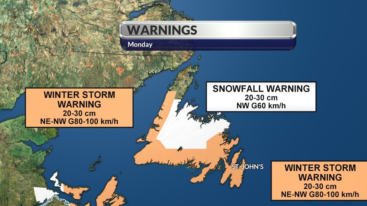 Winter storm and snowfall warnings affecting island portion of ...