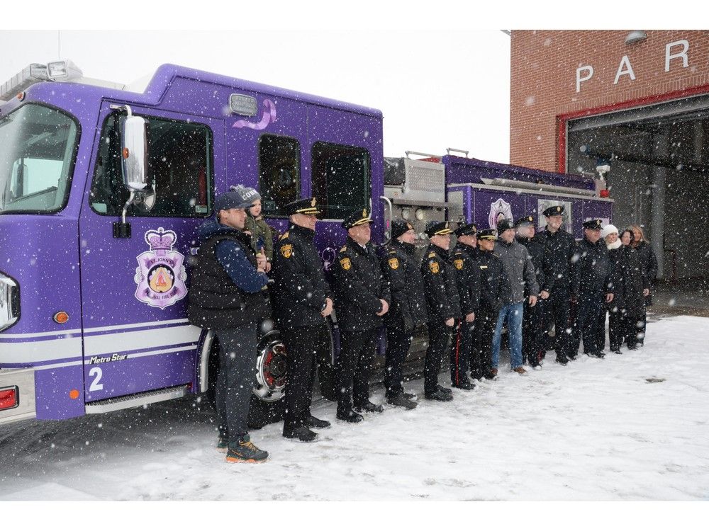Lavender fire truck unveiled in St. John's to promote cancer awareness ...