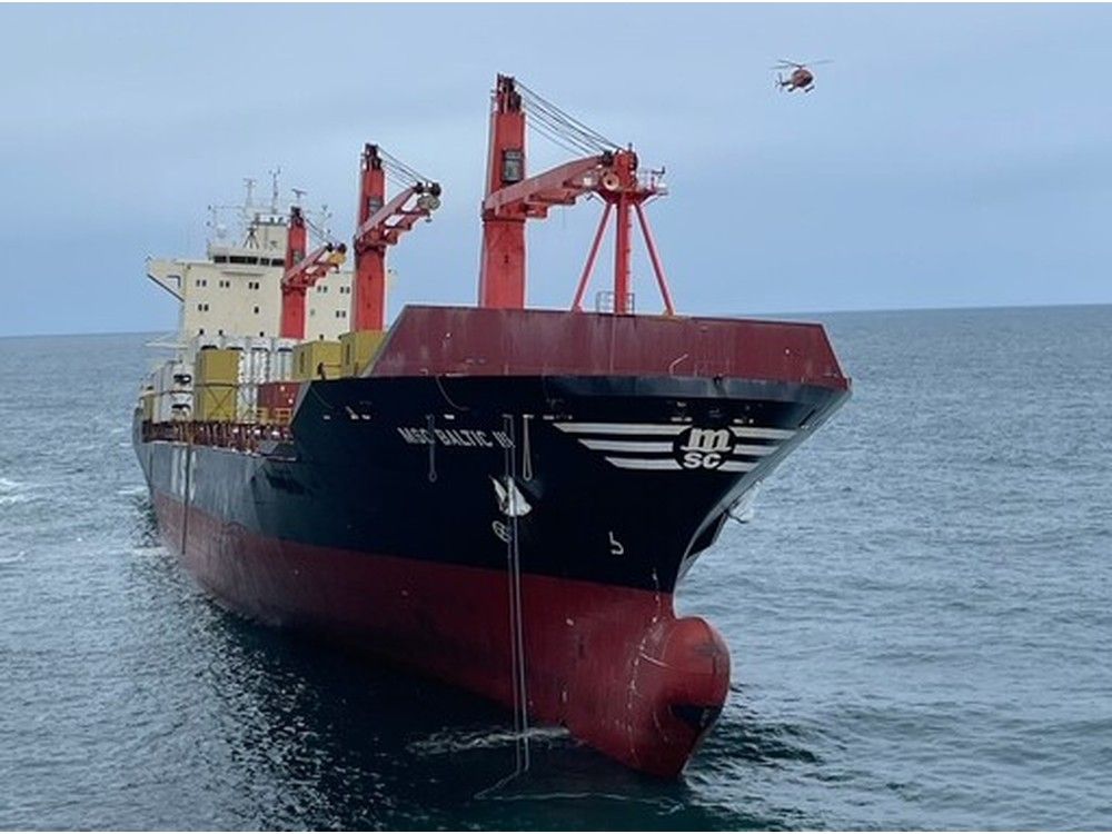MSC Baltic III’s wedged stern stabilizing ship grounded in western NL ...