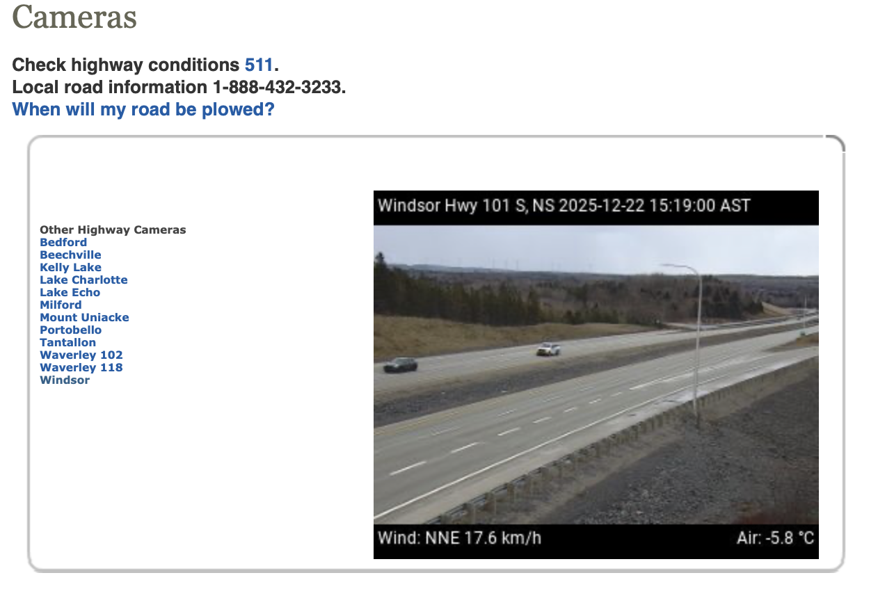 Highway 101 weather camera installed near Windsor, N.S. | PNI Atlantic News