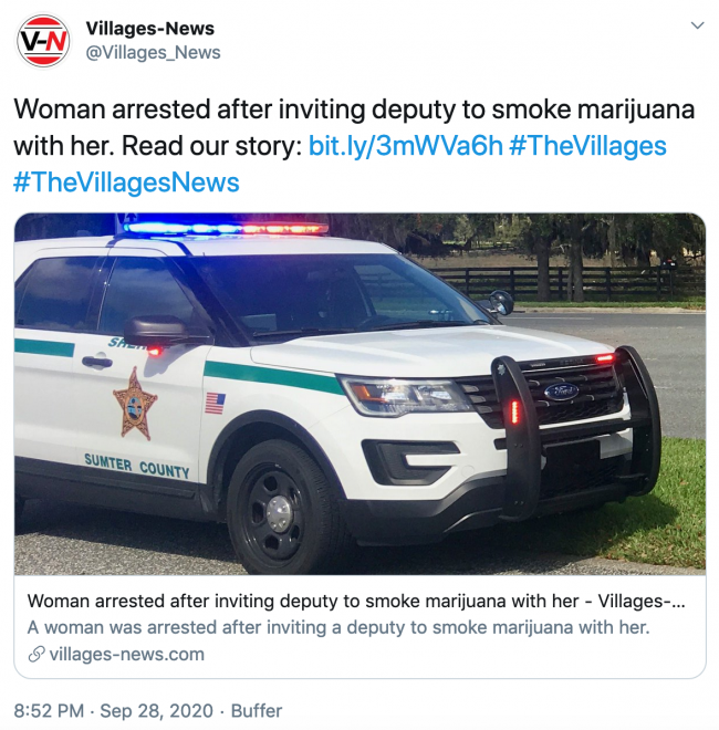 Friendly woman tries to puff, puff pass with cop, but gets arrested ...