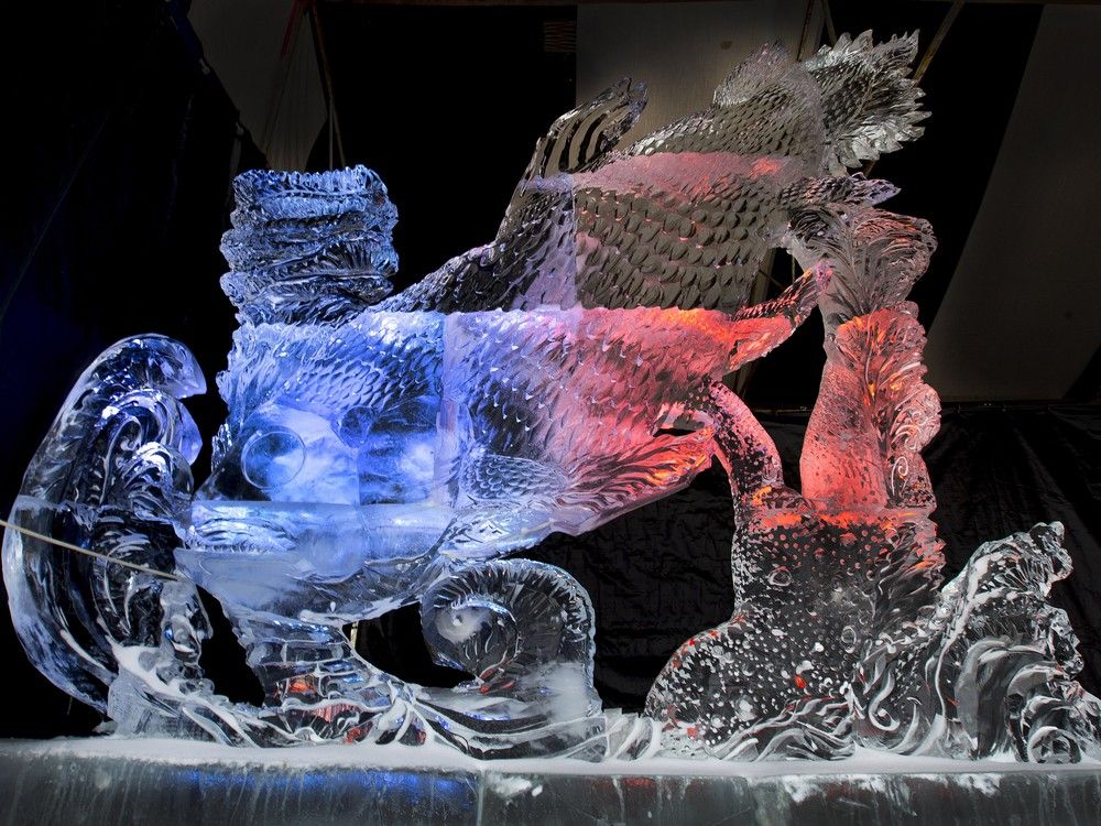 Ice carver unveils massive prehistoric fish sculpture at WinterShines ...