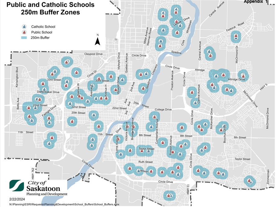 Saskatoon map shows potential homelessness buffer zones for daycares ...