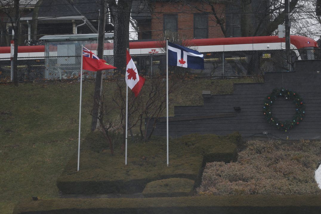 Canadian flag flown upside down at City of Toronto welcome sign ...