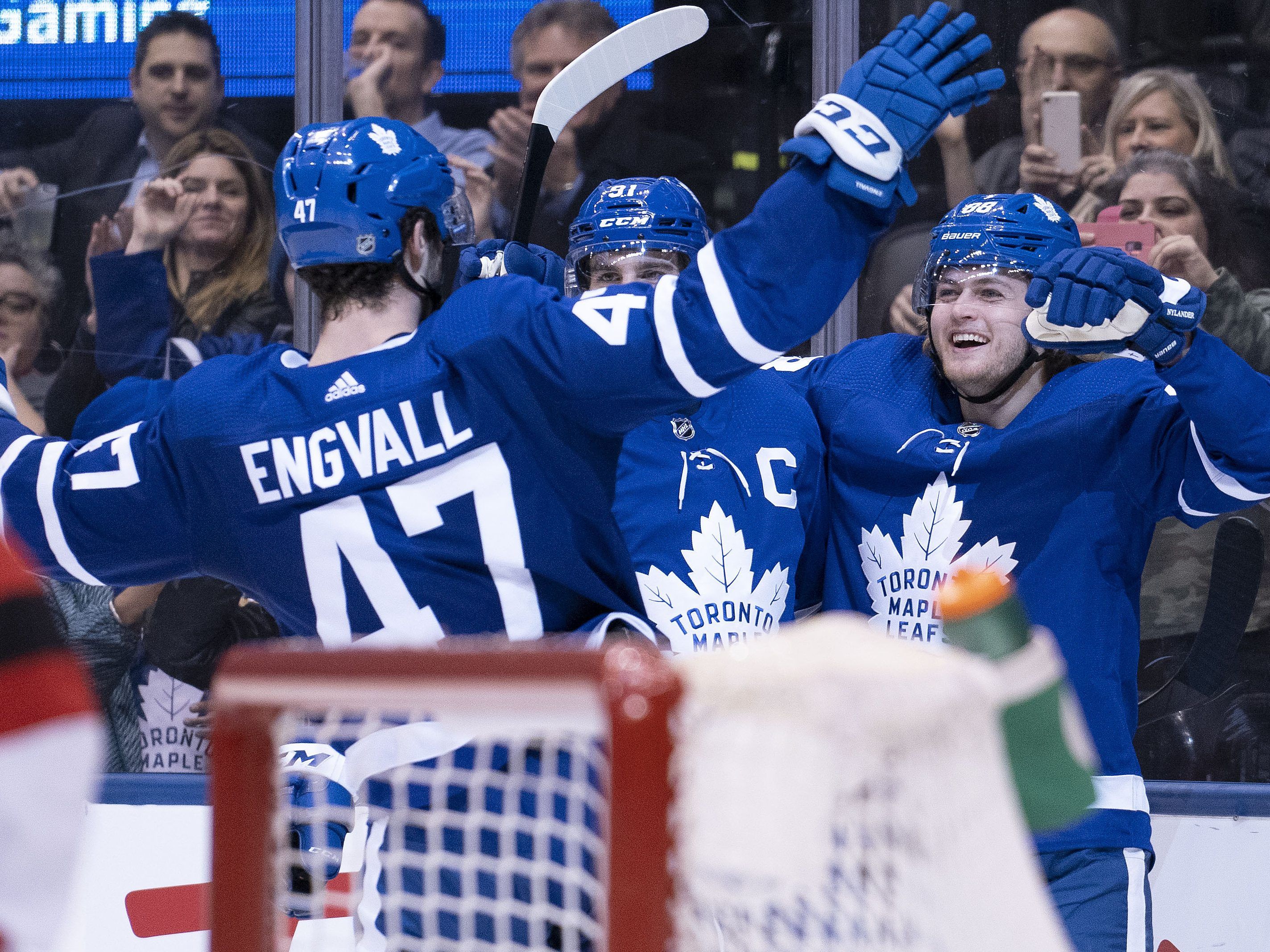 Matthews scores a hat trick, Sandin returns with style as Leafs beat ...