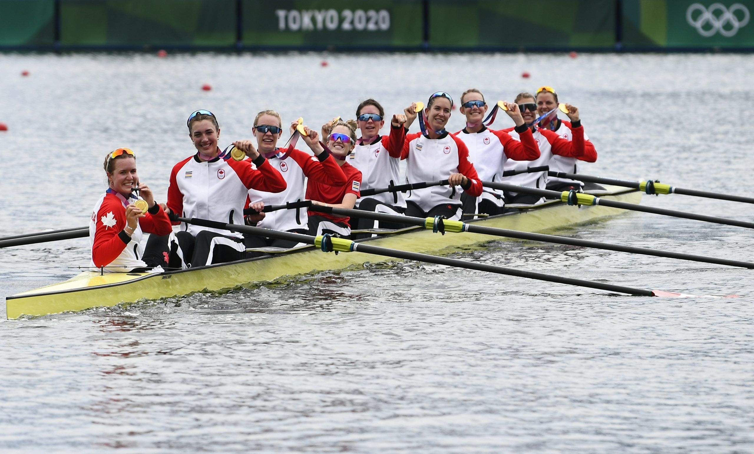 Coxswain Kit celebrating her rowing team's golden moment | Toronto Sun