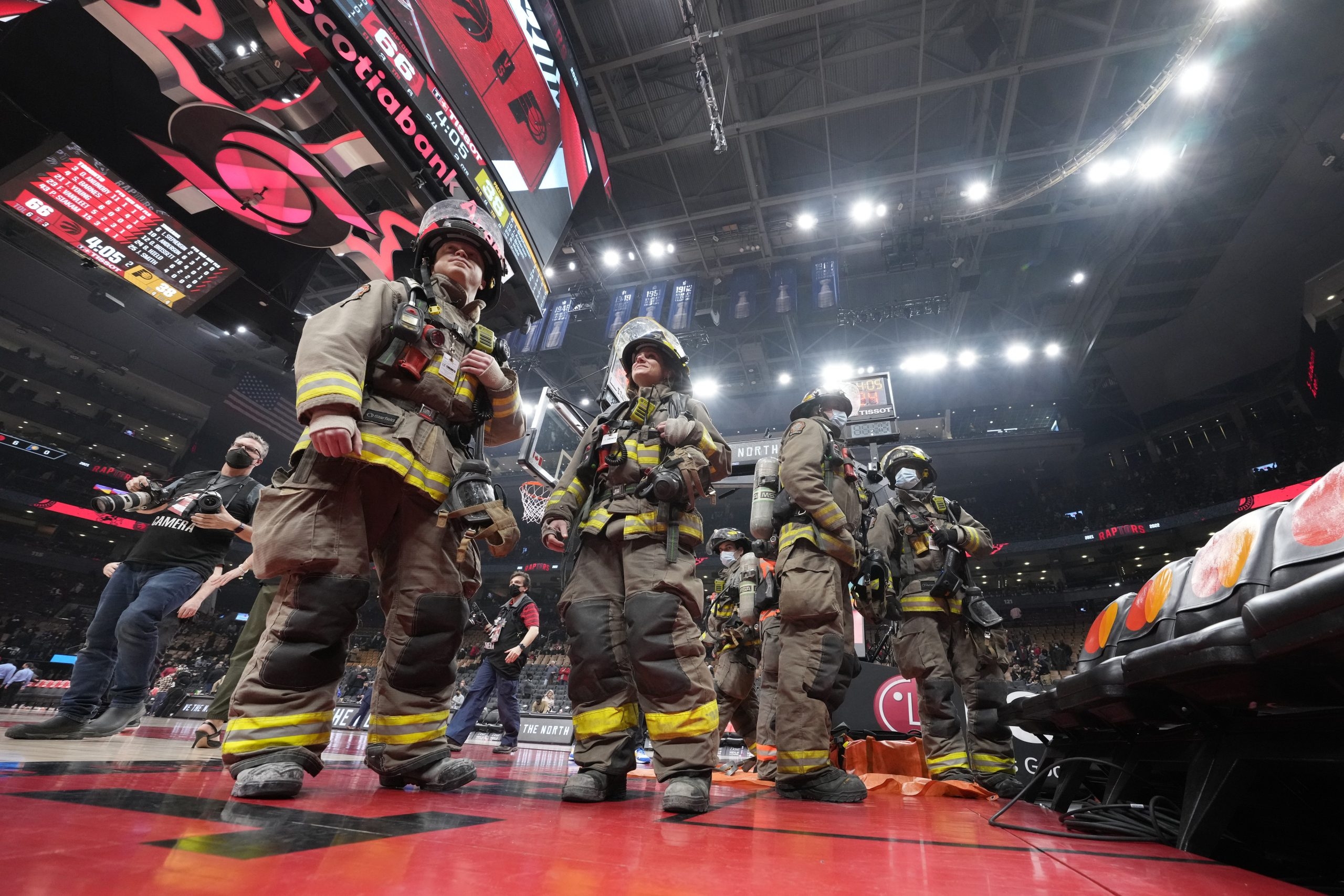 Raptors game against Pacers suspended for 69 minutes after overhead ...
