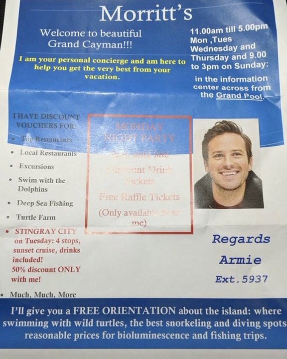 'Broke' Armie Hammer selling timeshares in Cayman Islands | Toronto Sun