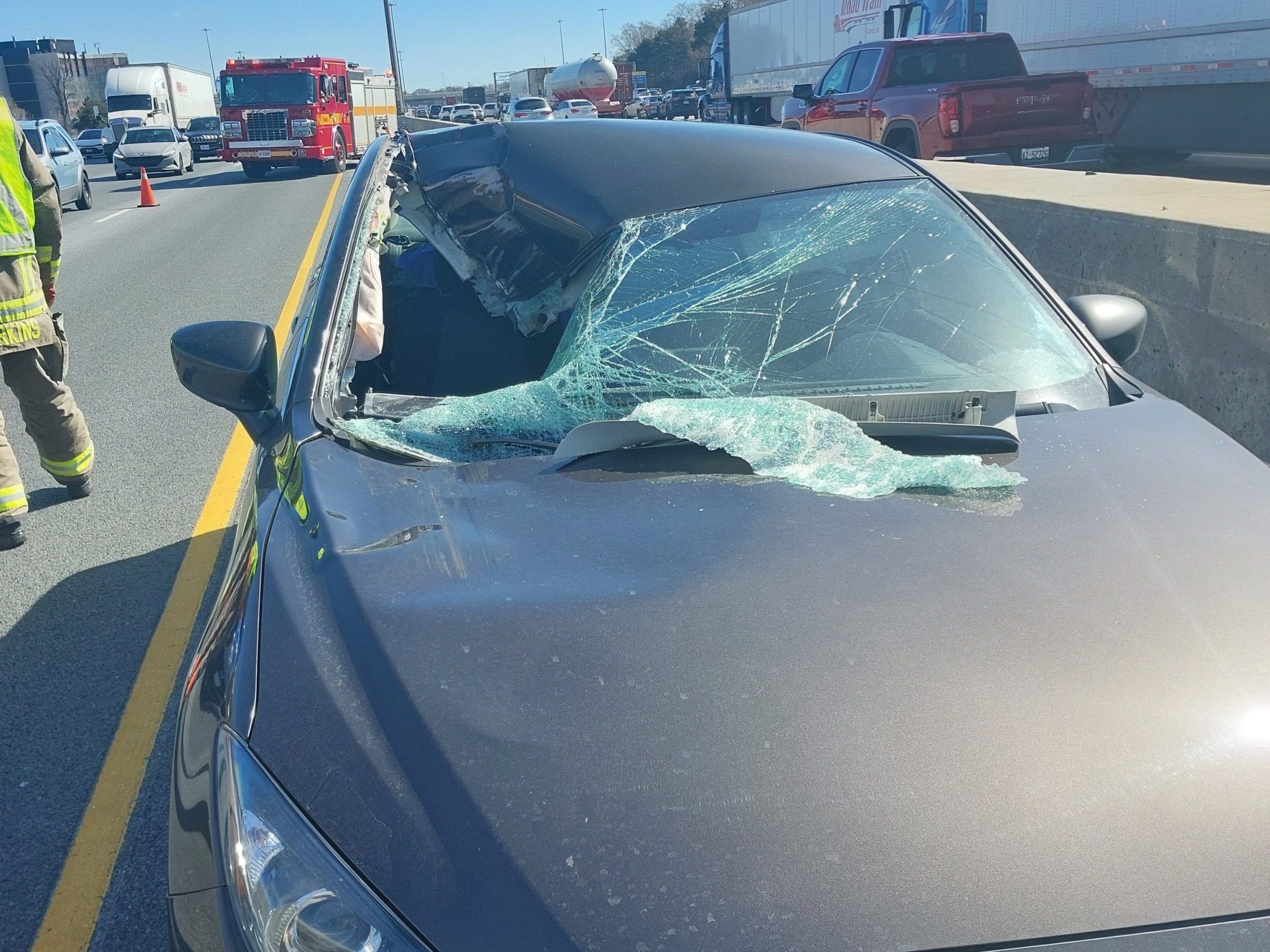 Wheel crashes into car on Highway 401 in Toronto | Toronto Sun