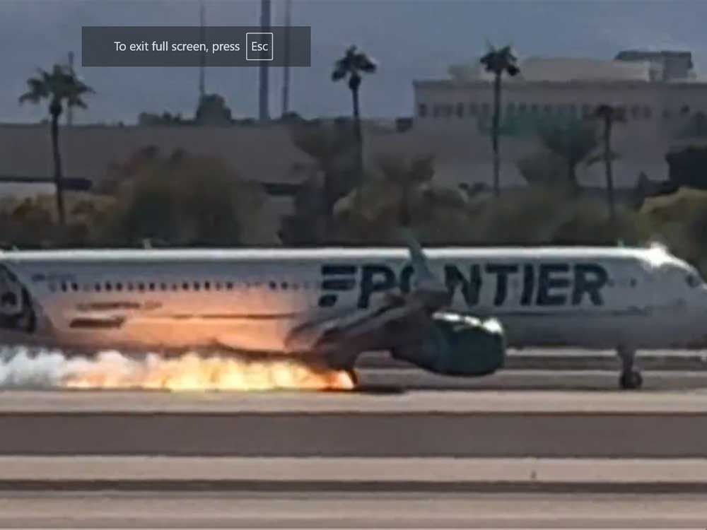 Frontier Airlines plane lands with fire in one engine | Toronto Sun