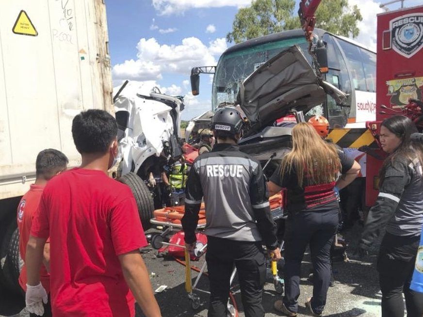 10 killed in Philippines after bus slams into vehicles at toll booth ...