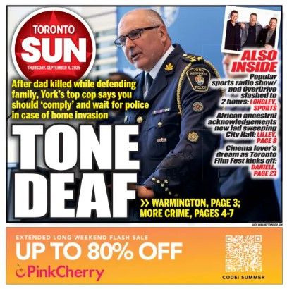 York police chief defends advice to 'comply' with intruders | Toronto Sun