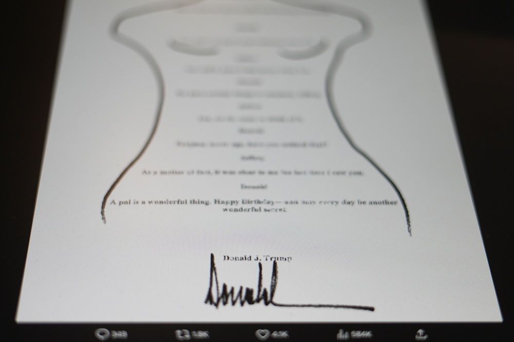 Trump note to Epstein that he denies signing released by Congress ...