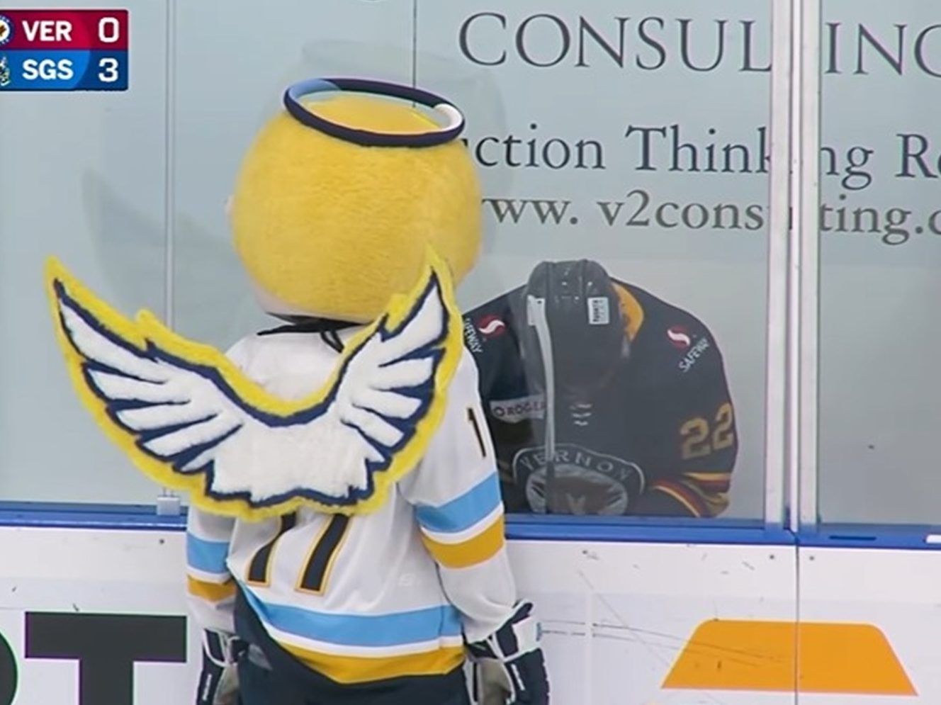 Angel mascot has opponents chuckling with 'sin bin' stunt | Toronto Sun