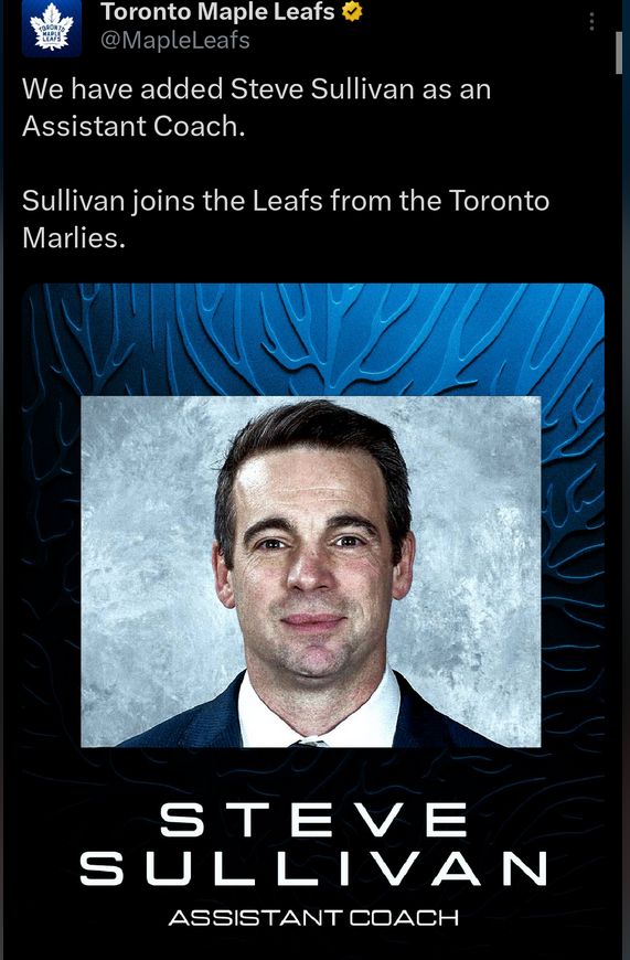 Why the Maple Leafs promoted Steve Sullivan to coaching staff | Toronto Sun