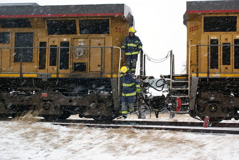 Train on fire pulls into Pincher Station | Pincher Creek Echo