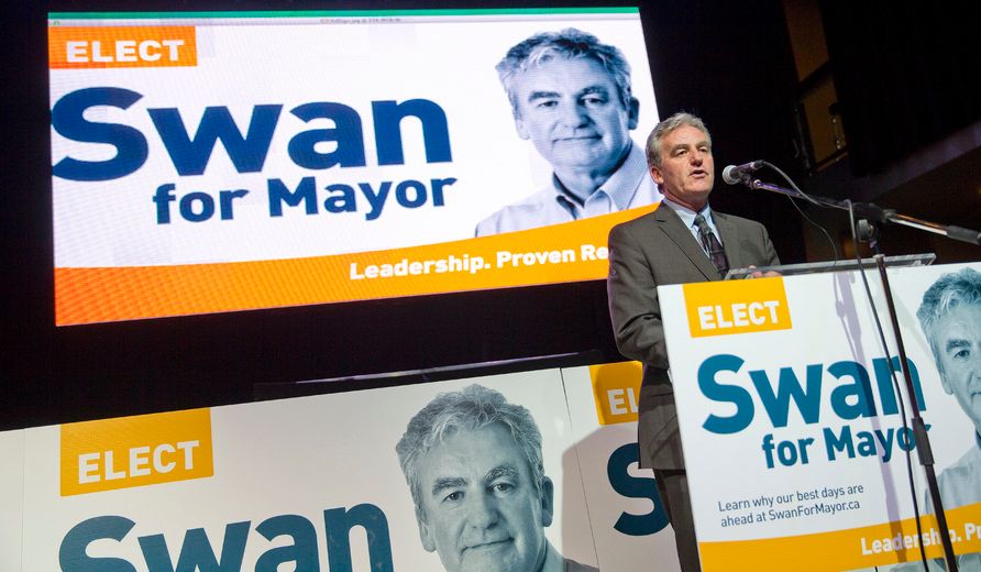 Mayoral candidate and political veteran Joe Swan tries to take focus ...