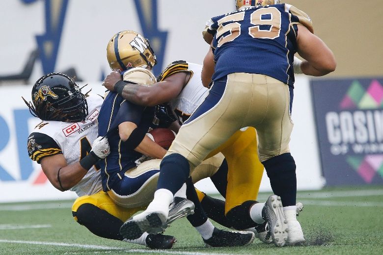 CFL fines Tiger-Cats' Adrian Tracy for hit on Bombers QB Drew Willy ...