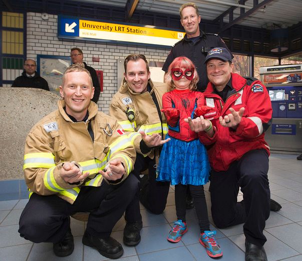 Spider Mable teaching Edmonton kids to reach out to heroes in uniform ...