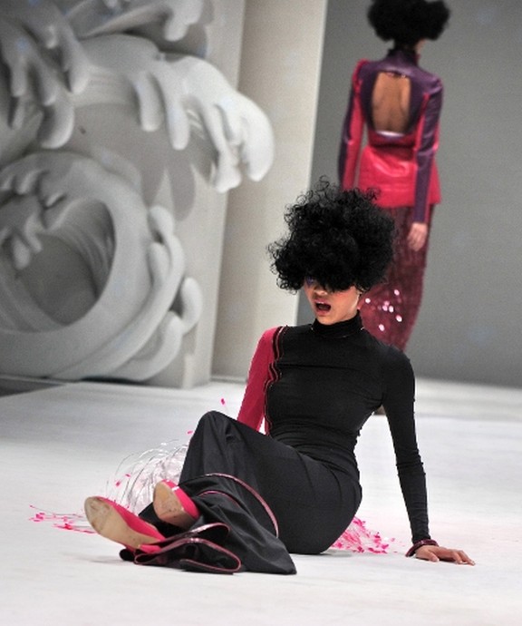Models falling on the runway an inevitable part of fashion shows ...