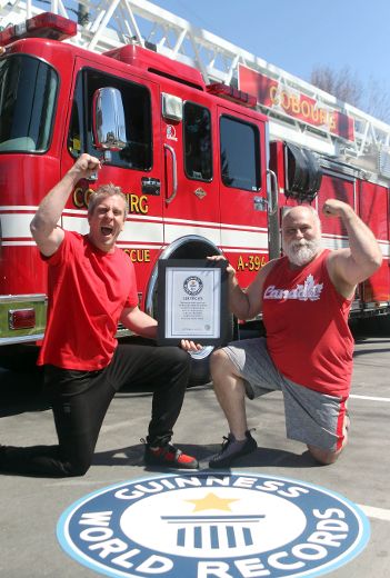 Ont. men pull 3 fire trucks, set Guinness World Record | Toronto Sun