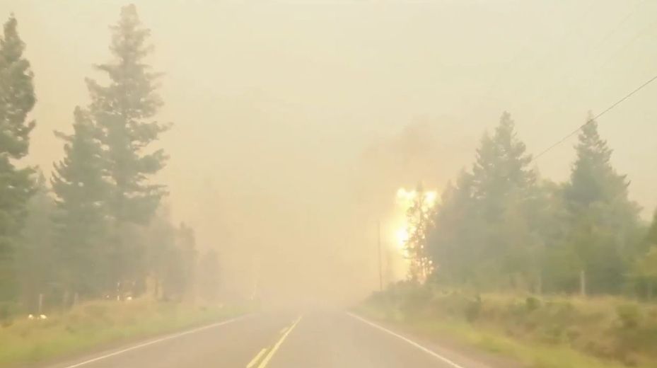 Raging B.C. wildfire caught on video as couple escapes flame-lined road ...