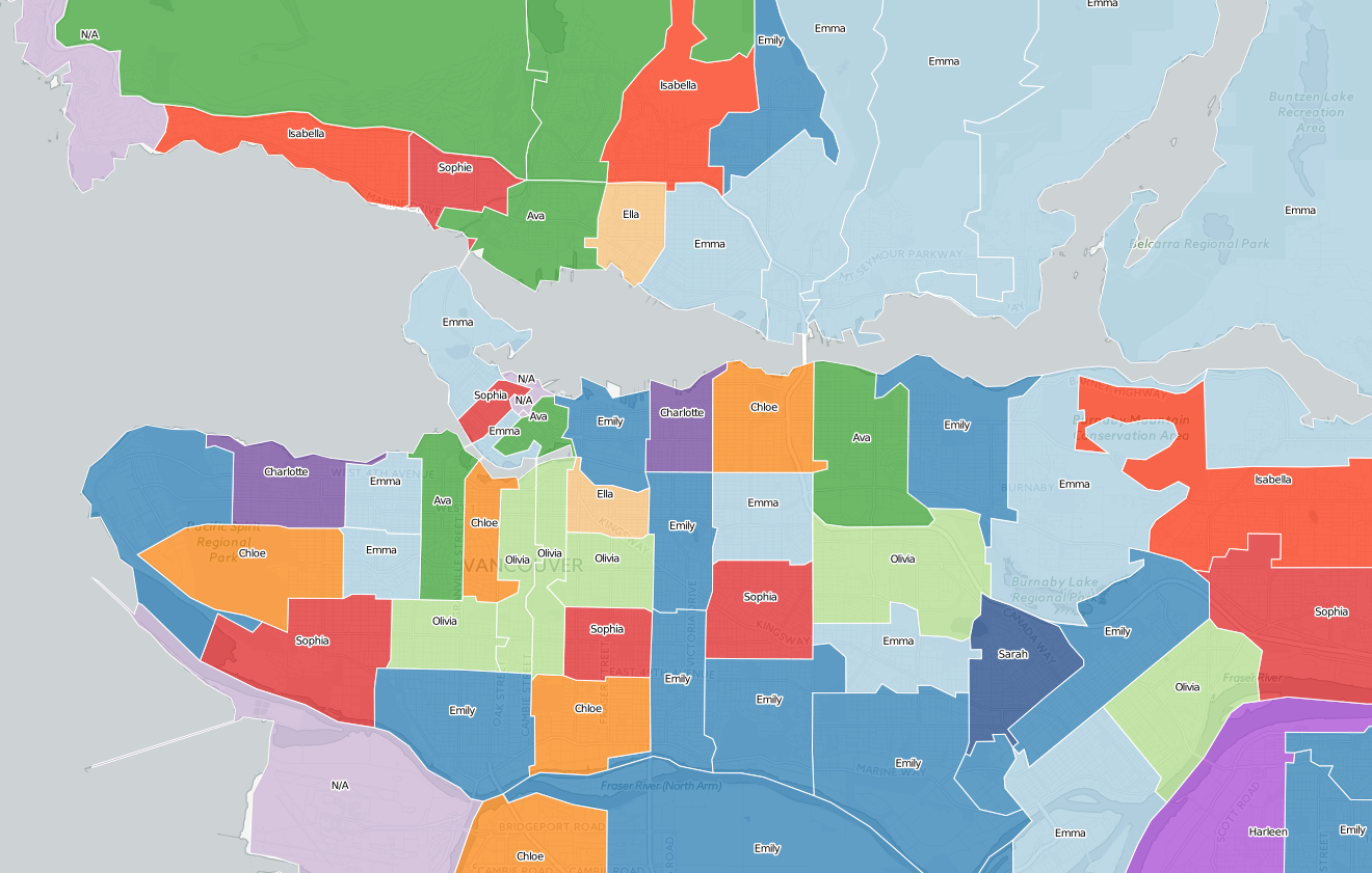 Interactive map: What's the most popular baby name in your area ...