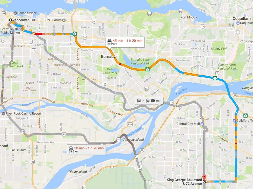 Vancouver traffic: Three key Metro commutes mapped out | Vancouver Sun