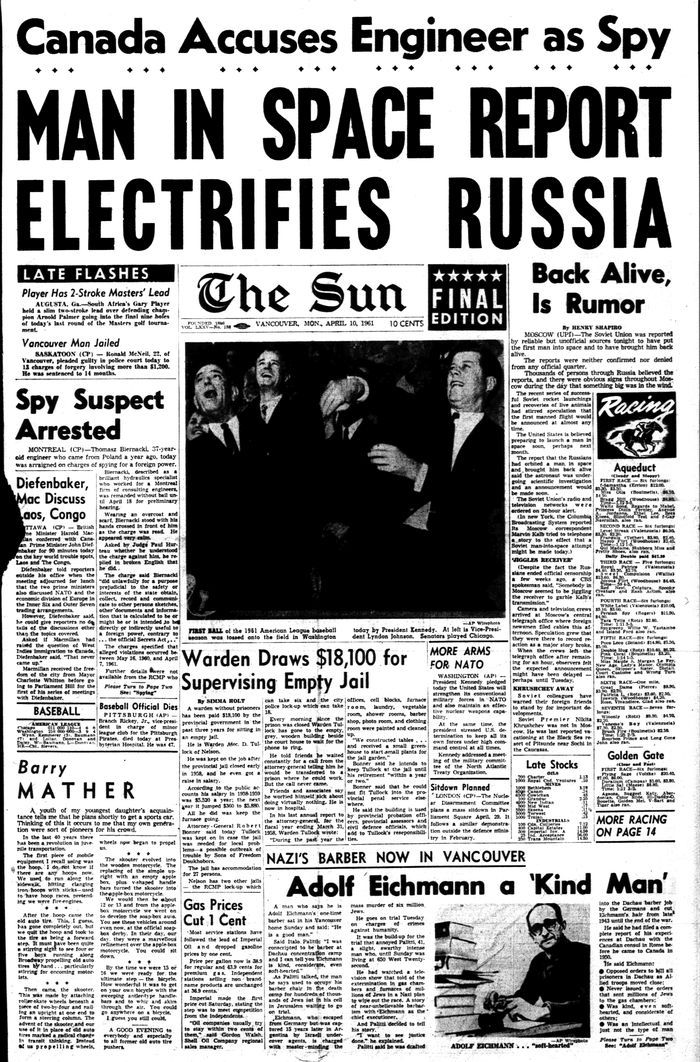 This Week in History, 1961: First into space is Russian Yuri Gagarin ...