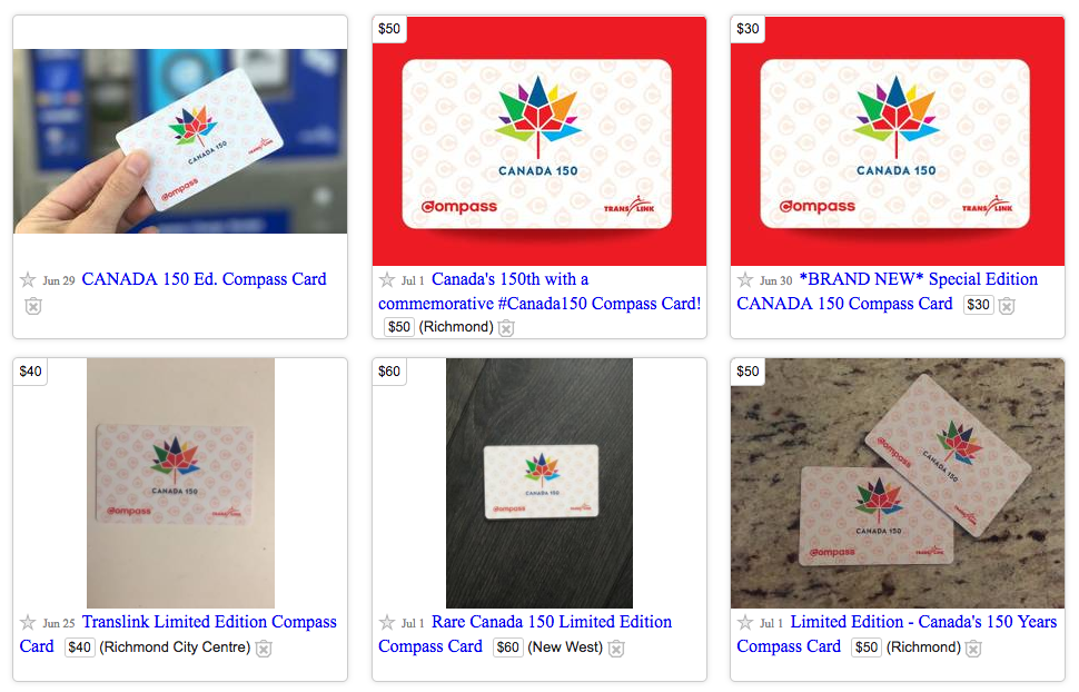Canada 150 Compass cards going for ten times the price | Vancouver Sun