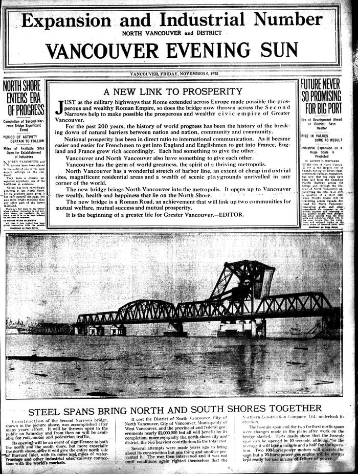 1907: A railway proposes a bridge across the Second Narrows | Vancouver Sun