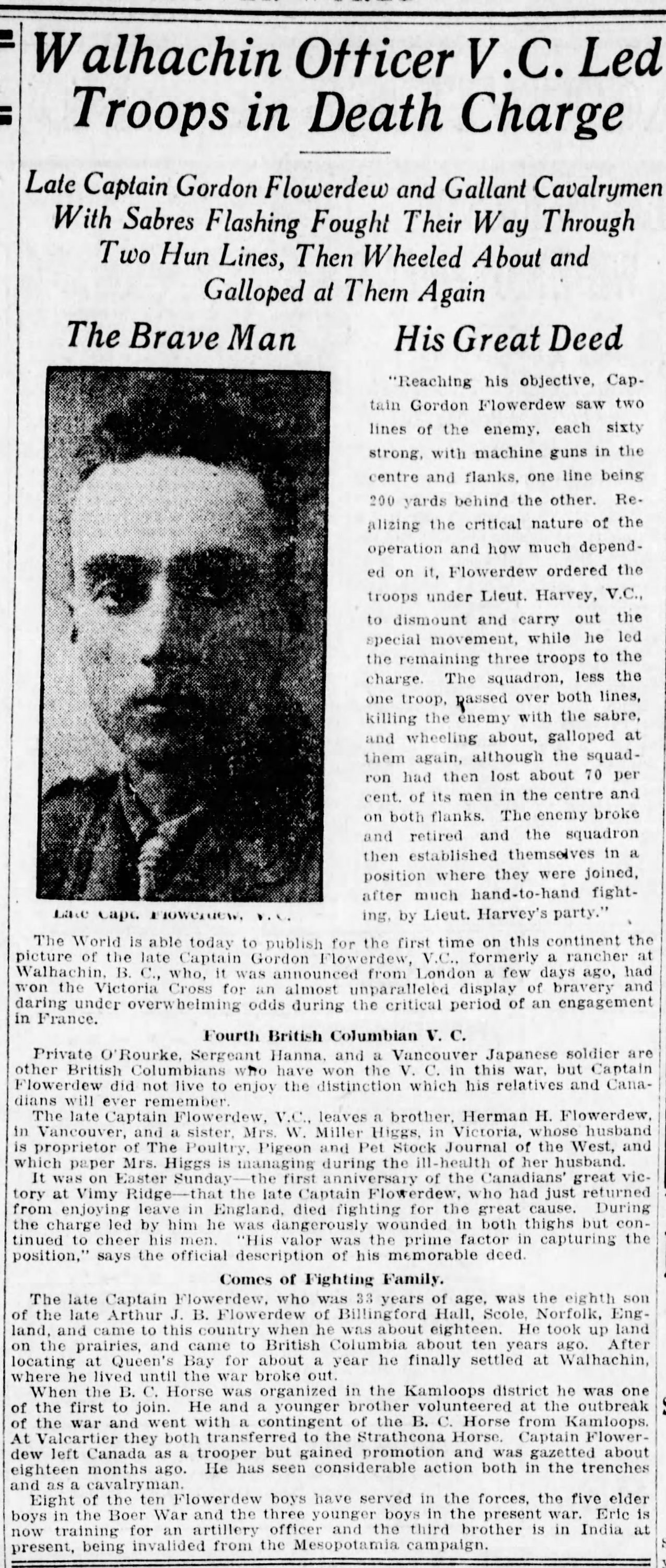 A B.C. rancher leads a heroic cavalry charge in the First World War ...