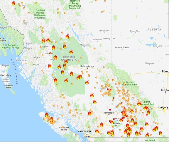 B.C. Wildfires Map 2018: Fire locations; evacuation alerts/orders ...