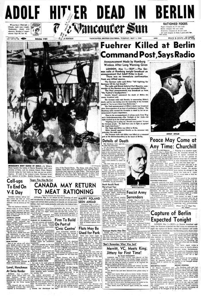 This Week in History: 1945 Adolf Hitler commits suicide and Benito ...