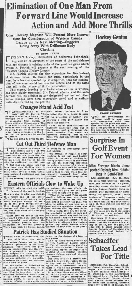 This Week in History: Hockey's Frank Patrick makes radical suggestions ...