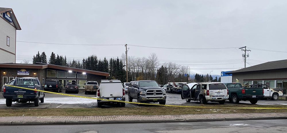 First responder vehicles torched in Smithers hotel parking lot ...