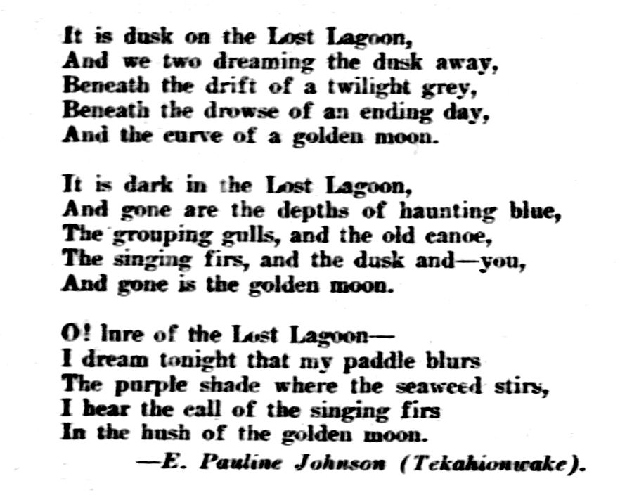 This Week in History, 1910: Pauline Johnson names Lost Lagoon, and ...