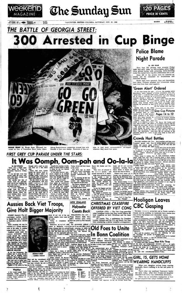 This Week in History, 1966: The Grey Cup Parade turns into the Grey Cup ...
