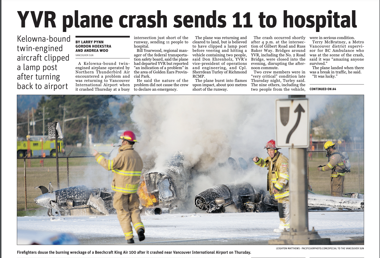 From the Archives: YVR plane crash sends 11 to hospital; Kelowna-bound ...