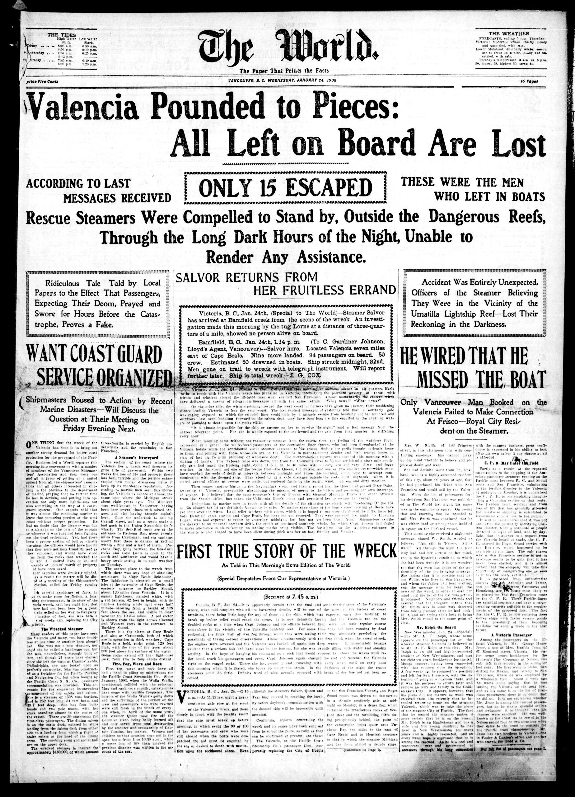 Deadly shipwreck off Vancouver Island in 1906 killed 136 people ...