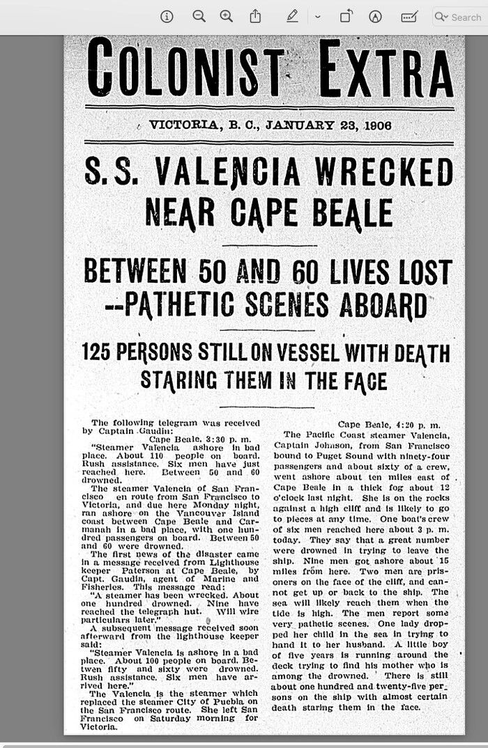 Deadly shipwreck off Vancouver Island in 1906 killed 136 people ...
