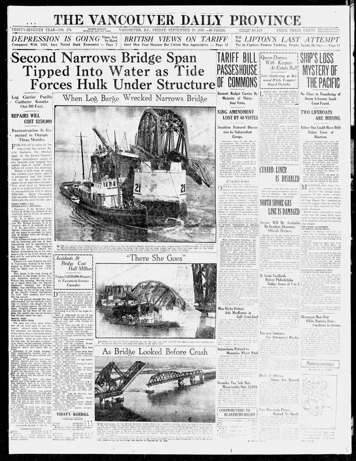 This Day in History: First Second Narrows Bridge a disaster for ships ...
