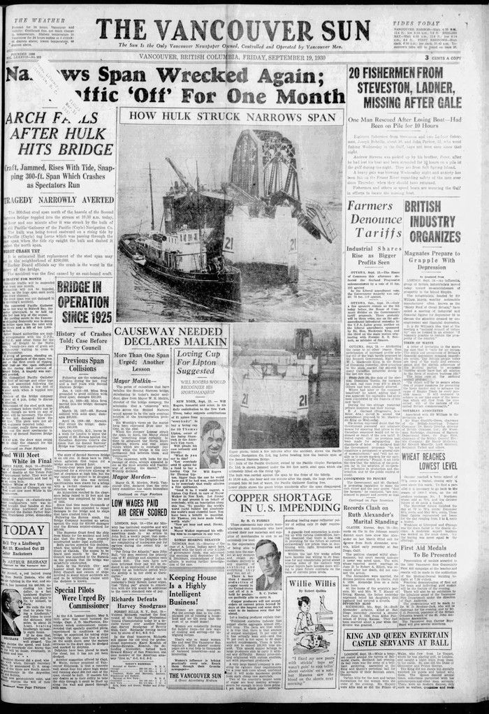 This Day in History: First Second Narrows Bridge a disaster for ships ...
