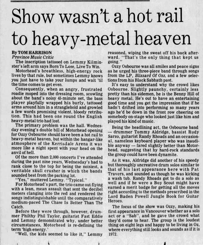 Remembering Ozzy Osbourne's rocking times in Vancouver | Vancouver Sun