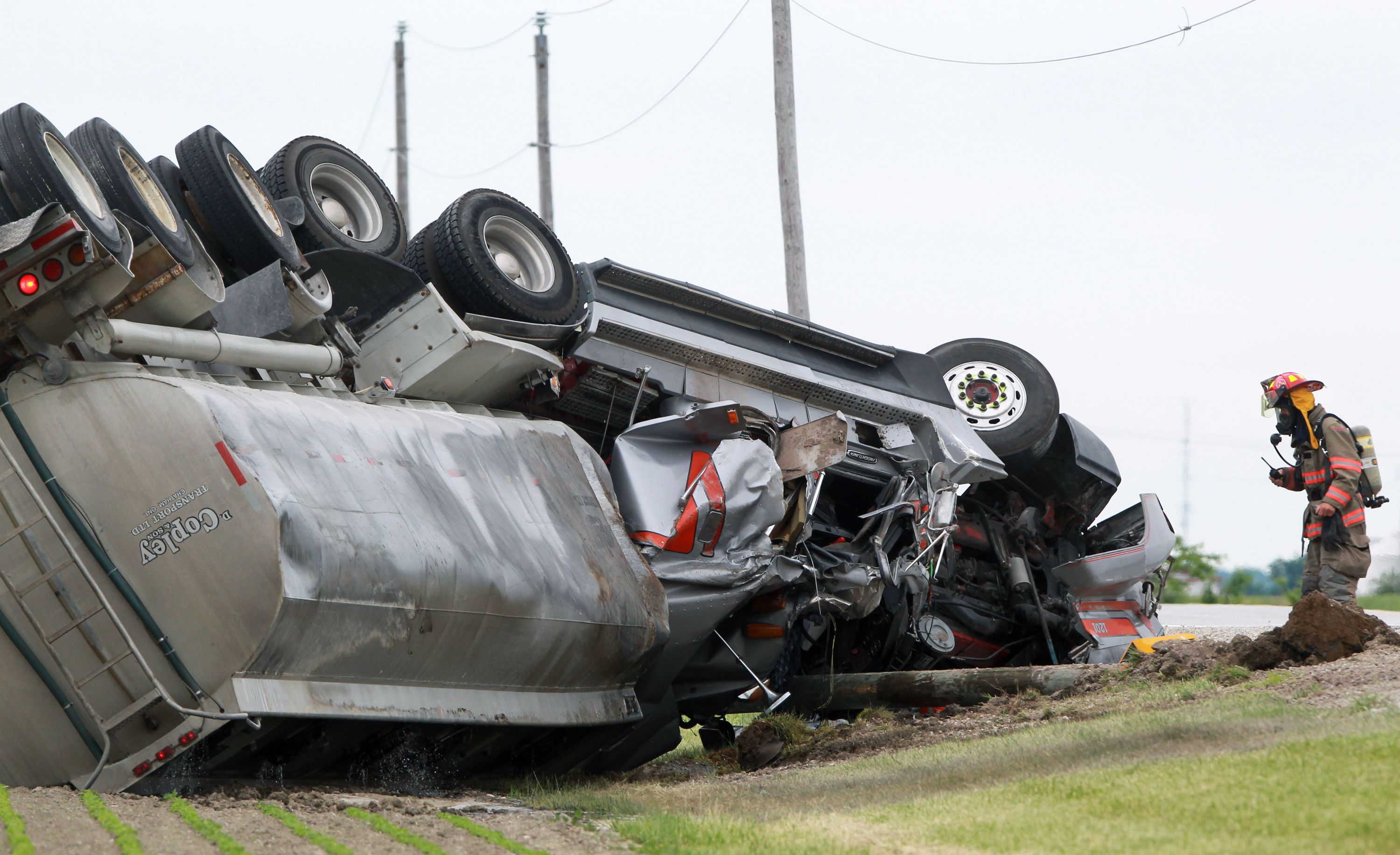 Tanker truck rollover in Kingsville injures one (with gallery ...
