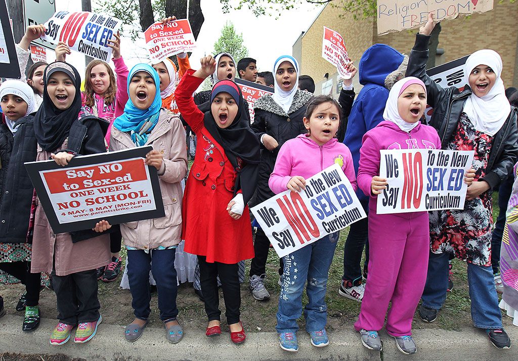 Scores of students, parents protest sex-ed curriculum outside south ...
