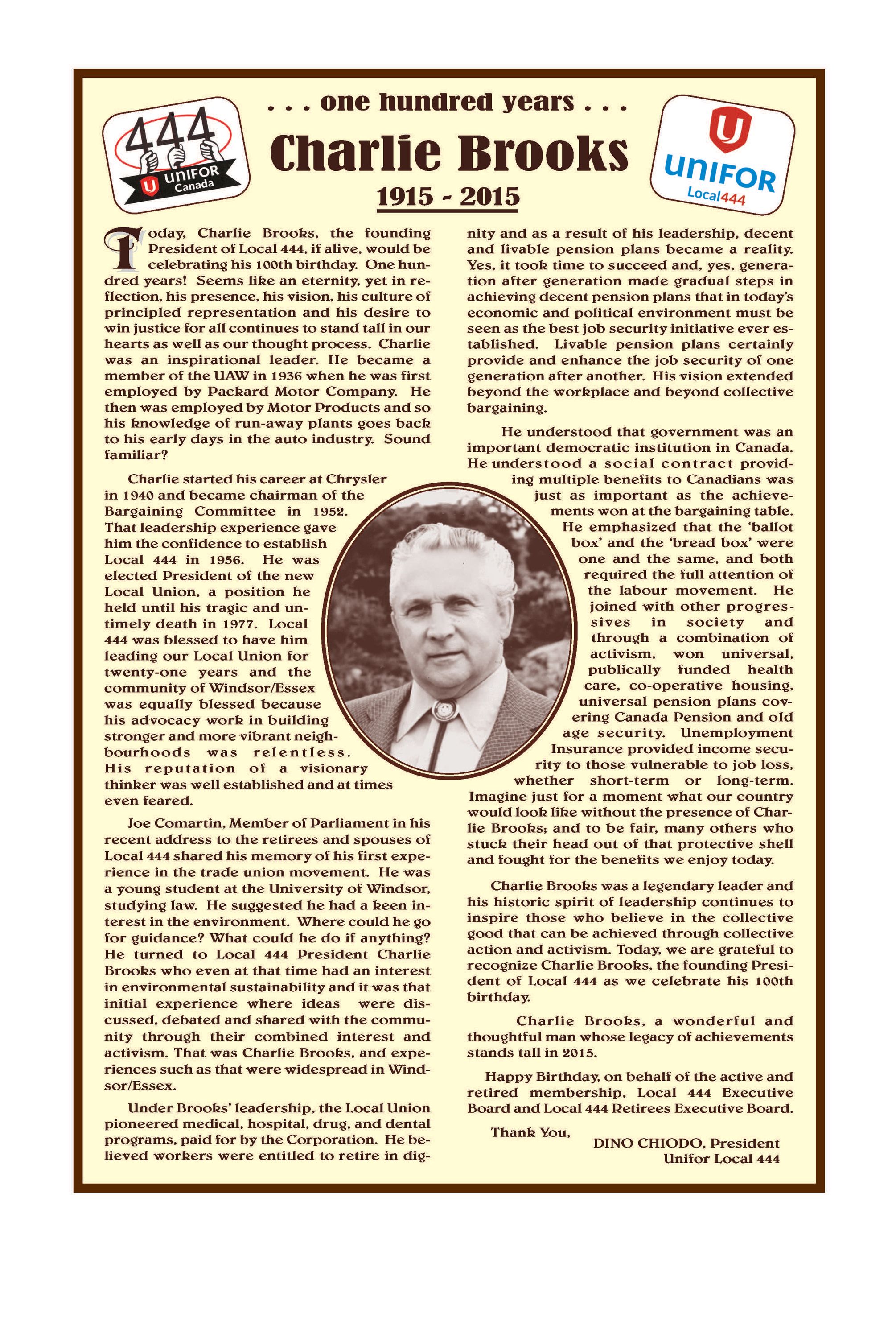 Happy 100th birthday Charlie Brooks | Windsor Star