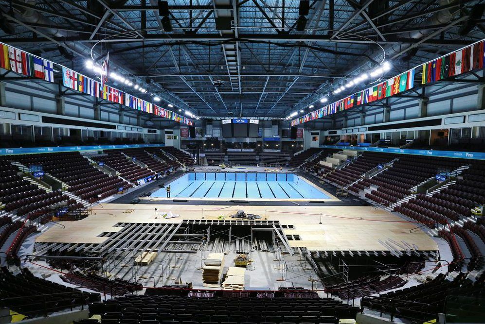 With FINA over, workers transform WFCU Centre's main bowl back to ice ...